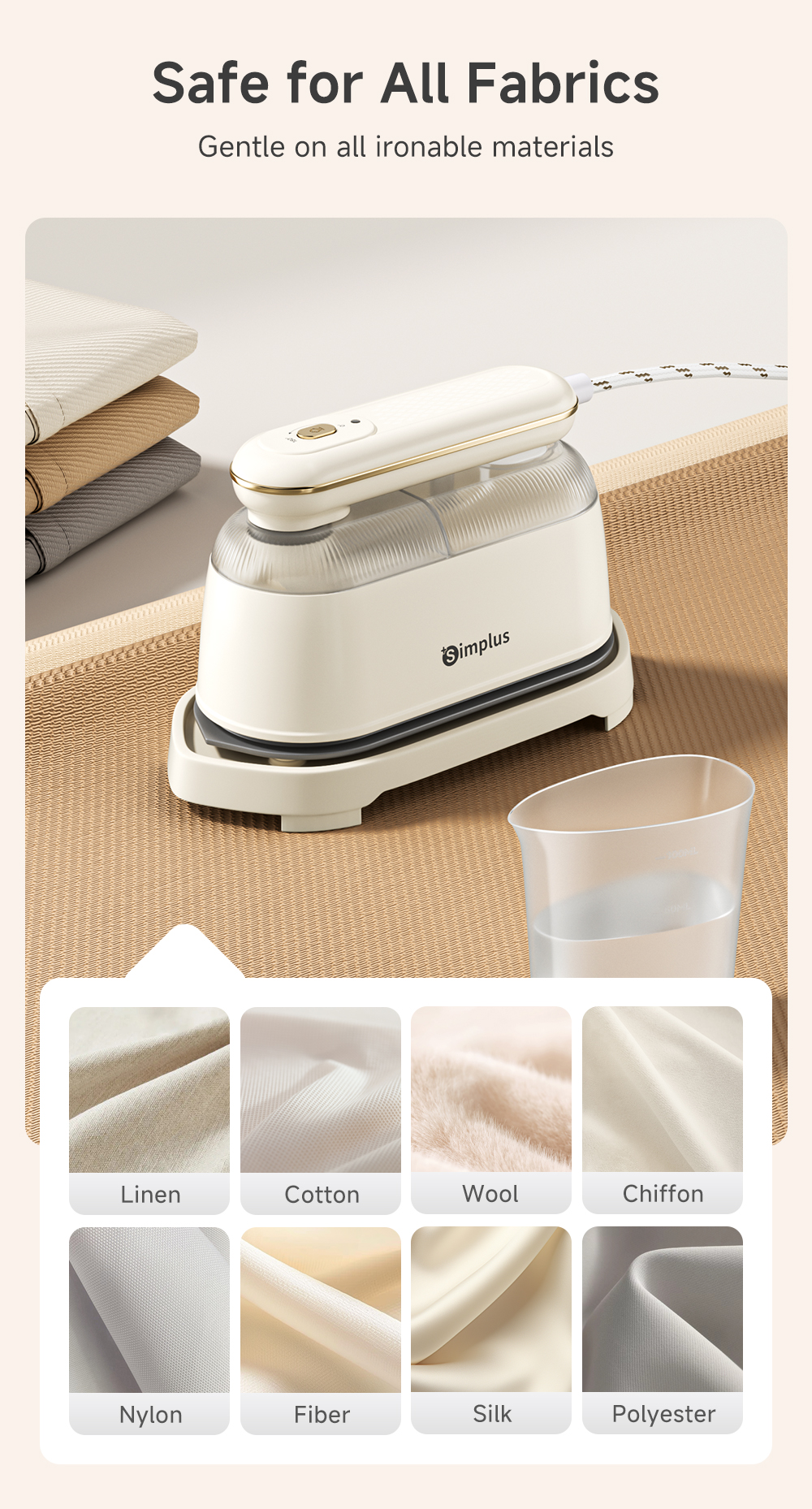 Simplus Steam Iron Portable Foldable Travel 180° Rotatable Handle ...