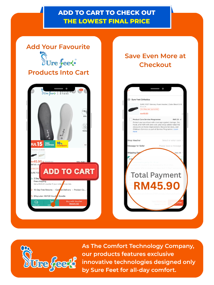 SURE FEET Memory Foam Insoles | Color Black & White | Shopee Malaysia