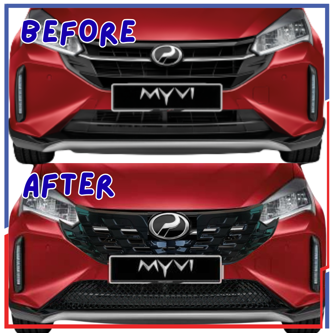 Perodua Myvi 2022 - 2025 Front Bottom Glossy Black Grilled Plug And ...