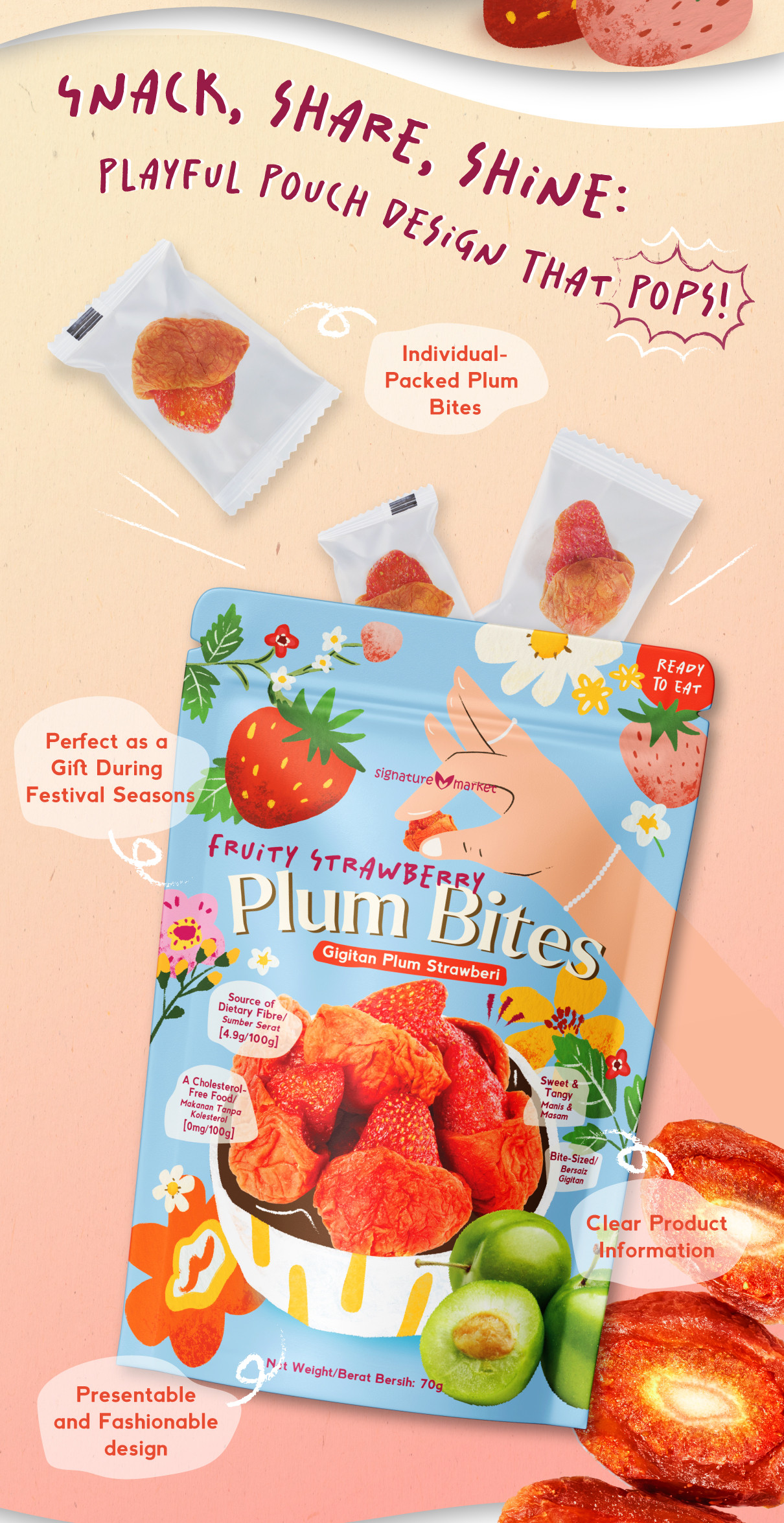 Signature Market Fruity Strawberry Plum Bites (70g) | Shopee Malaysia