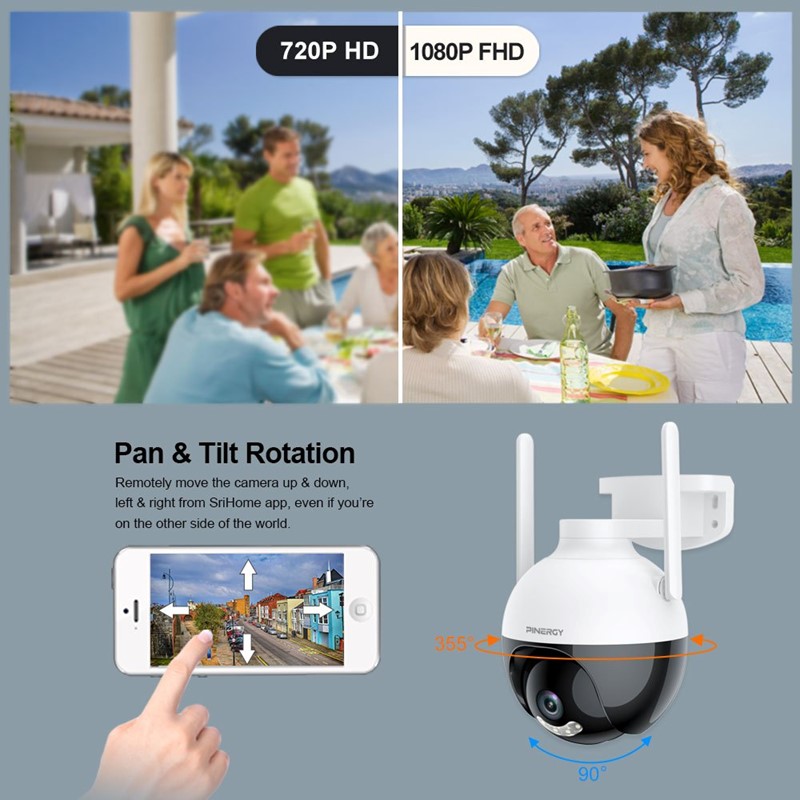 PINERGY CW200 CCTV WiFi Camera – 1080P PTZ, Night Vision, Two-Way Audio ...