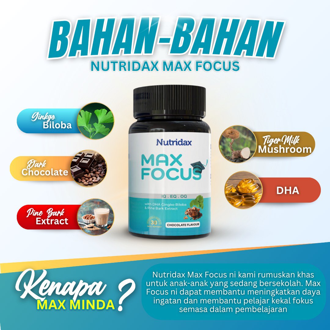 NUTRIDAX MAX FOCUS MAX MINDA BRAIN AND EMOTION SUPPLEMENT UNTUK OTAK DAN EMOSI ANAK | Shopee ...