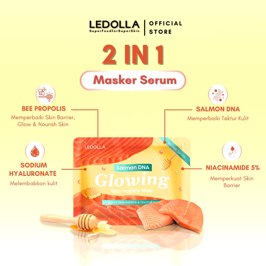 Ledolla Powdered Facial Mask | Salmon DNA Glowing Facial Mask 25gr ...