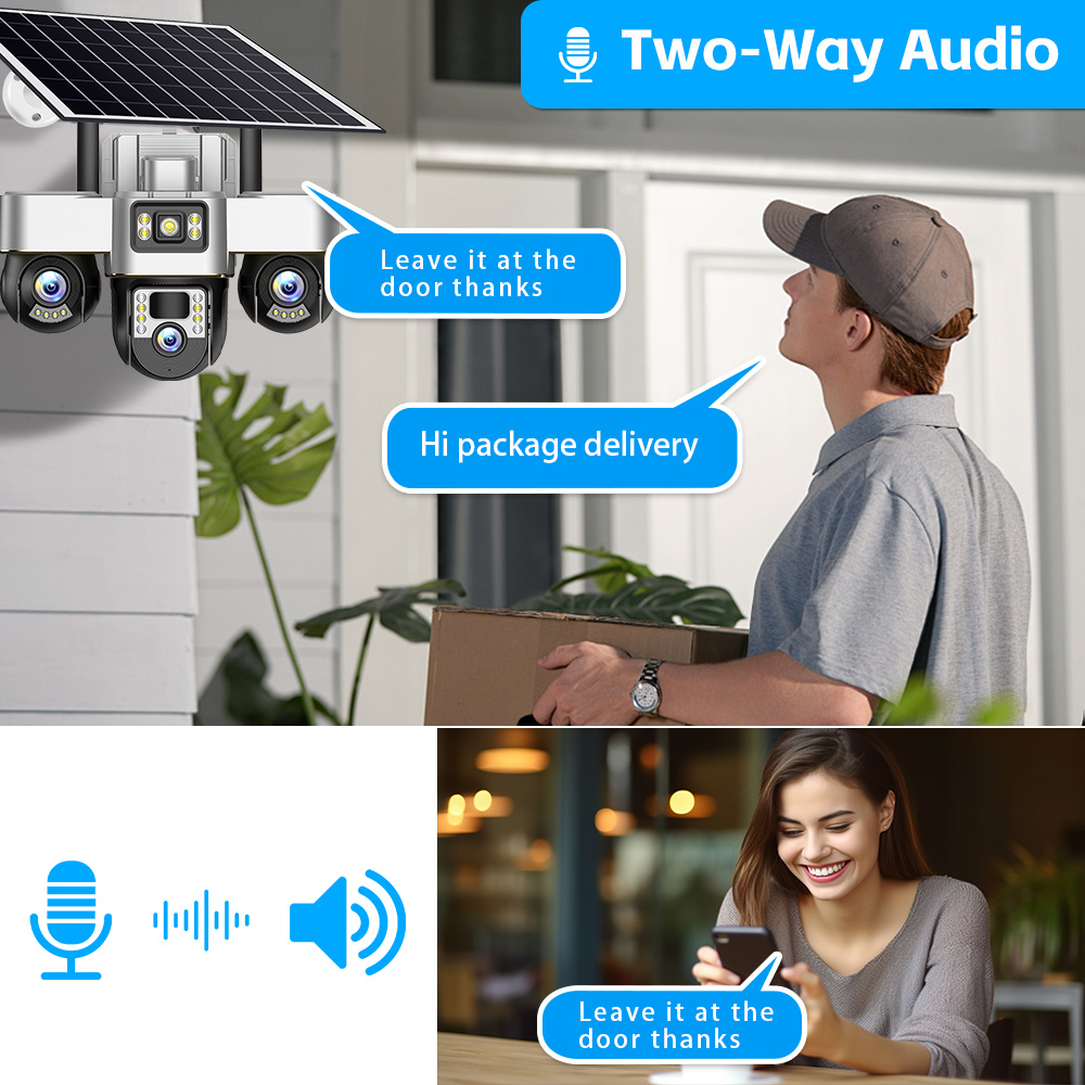 V380 Pro Solar Wireless IP66 Outdoor waterproofing VTS30 Three lens ...