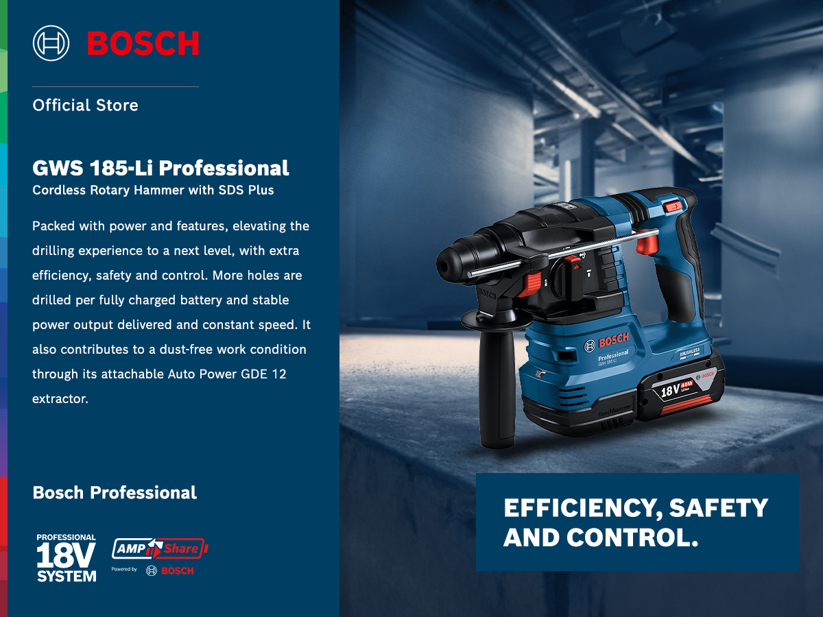 BOSCH GBH 185-LI Professional Cordless Rotary Hammer With 1 Battery ...