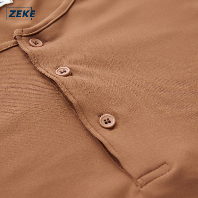 ZEKE A0035 Men's T-Shirt Henry Collar Short Sleeved Polo Shirt Lelaki ...