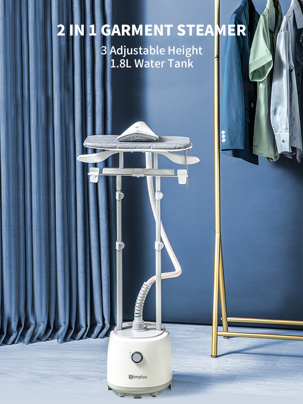 SimplusKitchen 2 in 1 Garment Steamer丨2000W丨Ironing Board丨Double Poles丨 ...