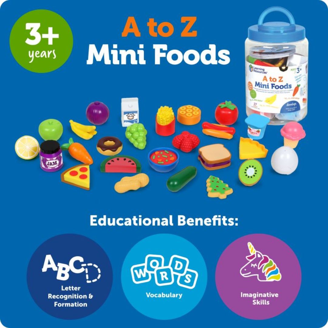Learning Resources A To Z Mini Foods- Age 3+, Alphabet, ABC, Colours ...