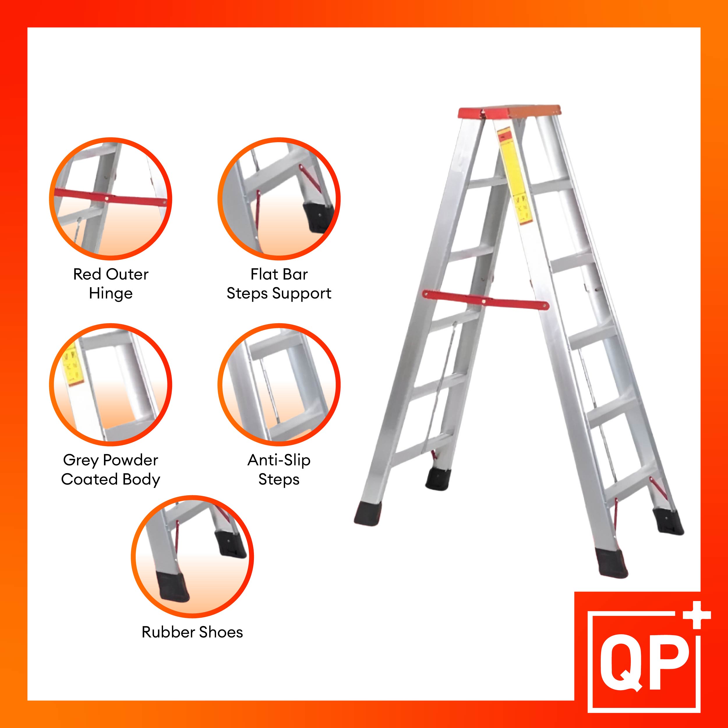 STRONGMAN ALUMINIUM LADDER 4 - 12 STEPS DOUBLE/ SINGLE SIDED LADDER ...