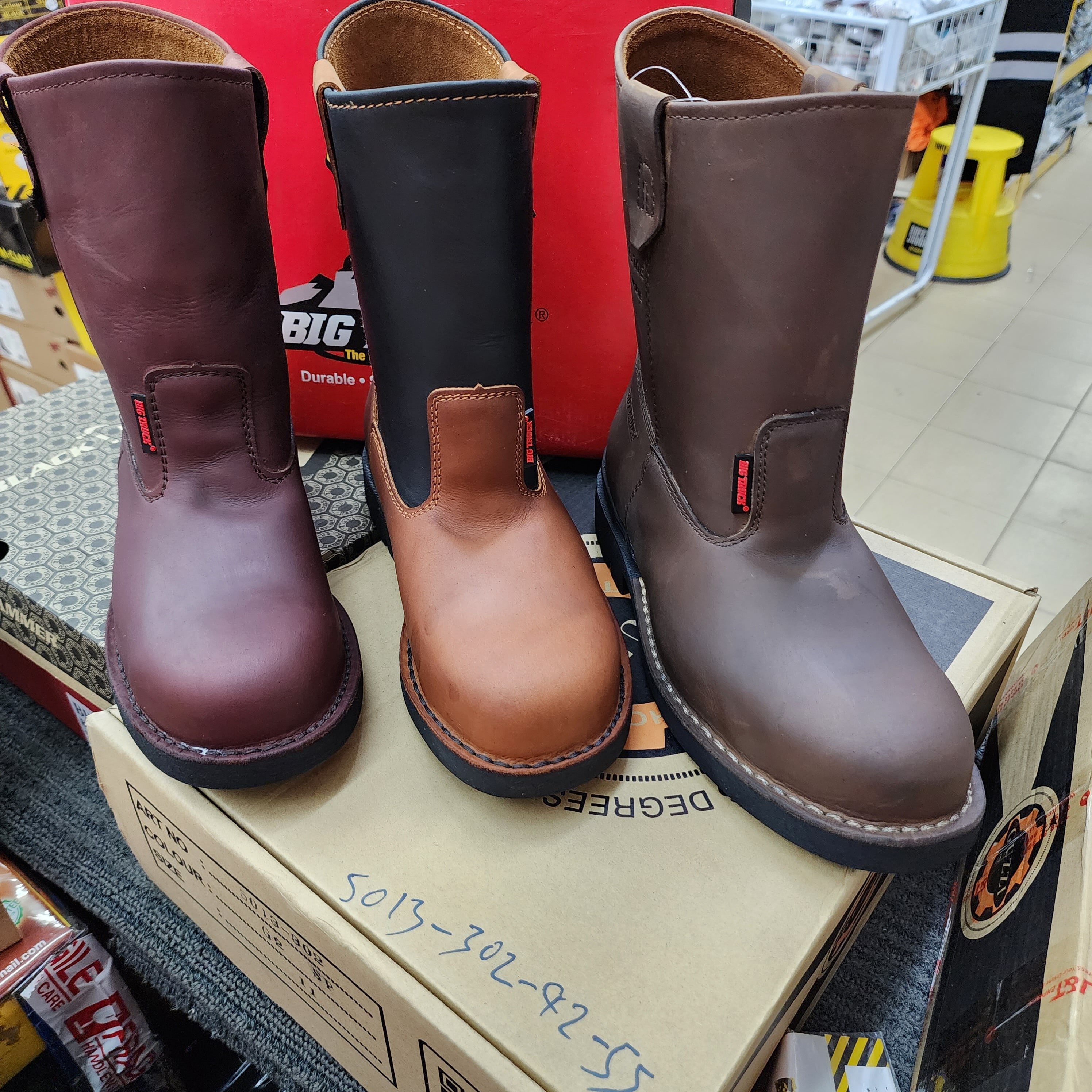Big Truck Men's Safety Boots Shoes Pull On (8") SS 8018 BROWN MAROON ...
