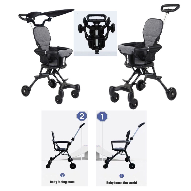 COD Baby stroller 2way Can be folded 3kg weight Silent rubber wheels ...