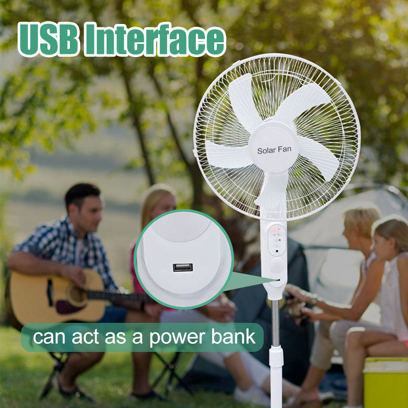 KEELAT 16 inch Floor fan Solar Fan Outdoor Solar Stand Fan USB ...