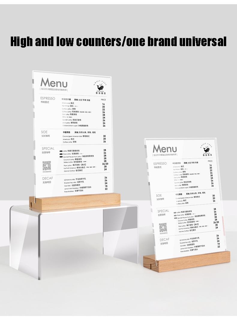 【New】A6 A5 A4 Acrylic L/T Shape Menu Paper Display Stand Picture Frame ...
