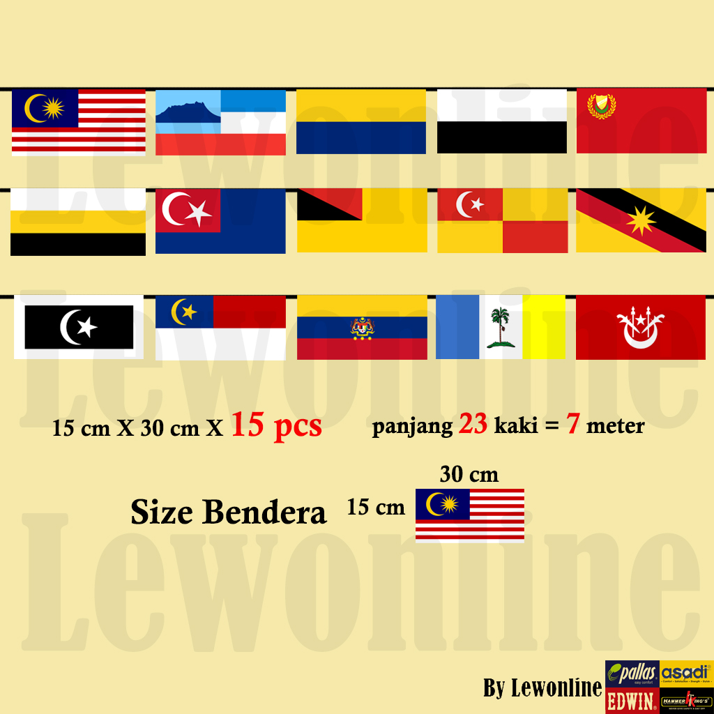Bendera Malaysia Flag Bundle Bunting Bendera Malaysia Banting 马来西亚国旗州旗 ...