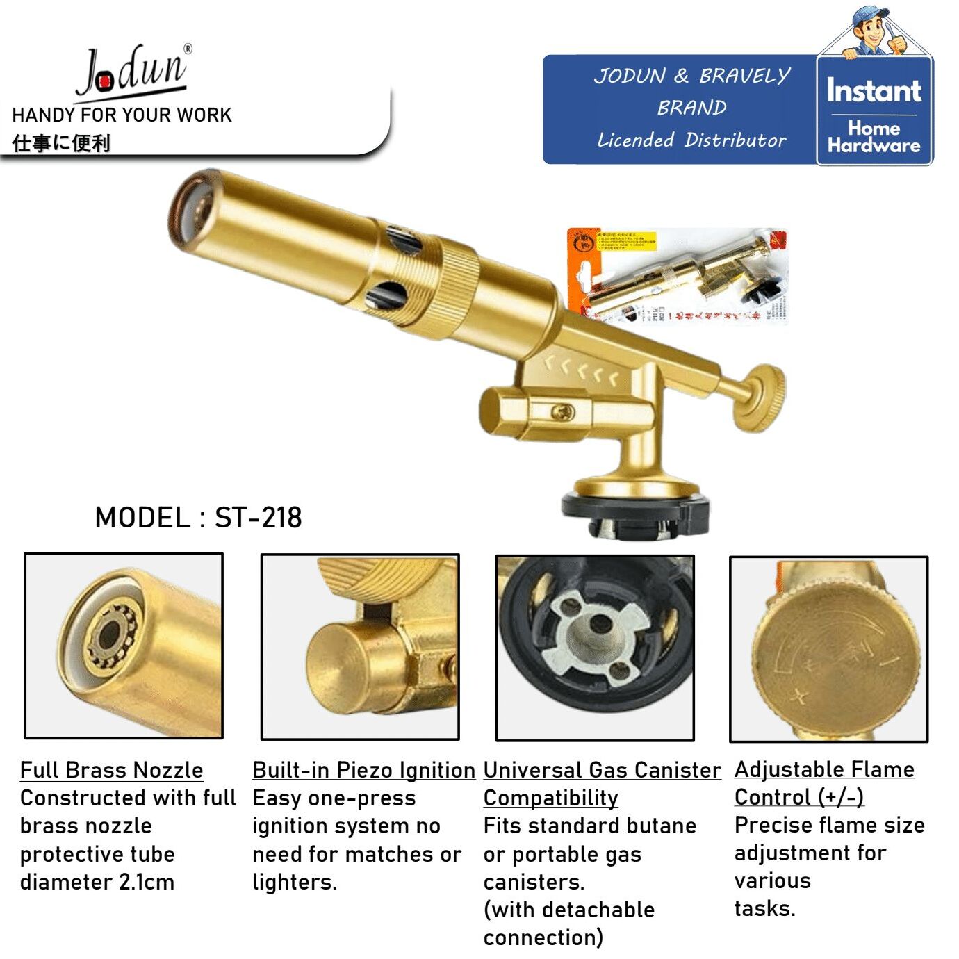 JODUN (Obor Gas Butana) ST-218 Multi-Purpose Brass Copper Fire Flame ...