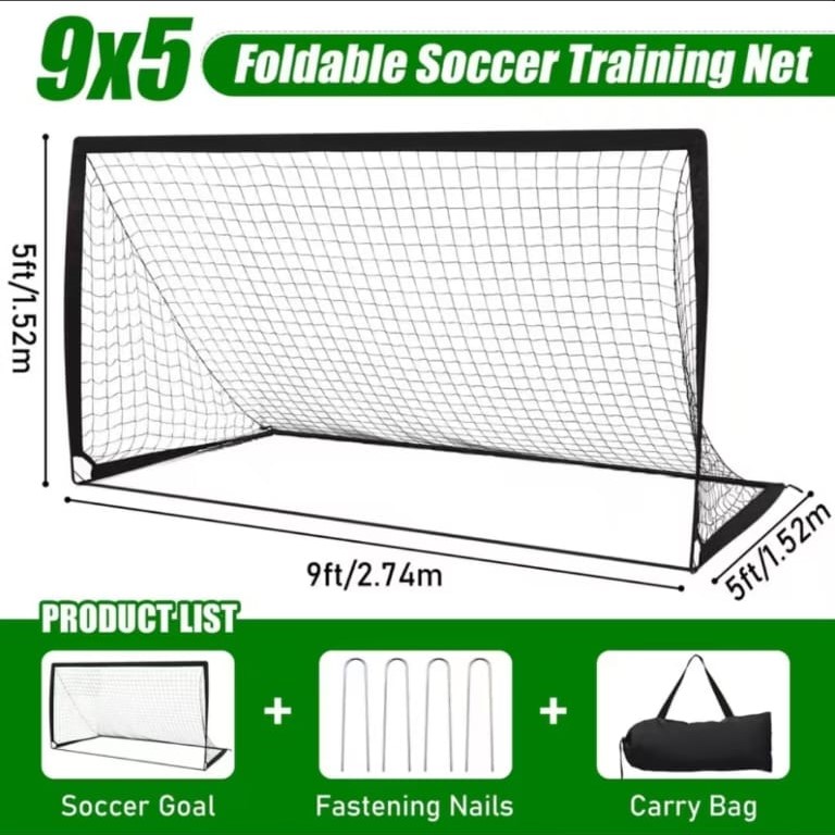9x5ft Bola sepak Gol Portable Football Goal Stand Soccer Net Foldable ...