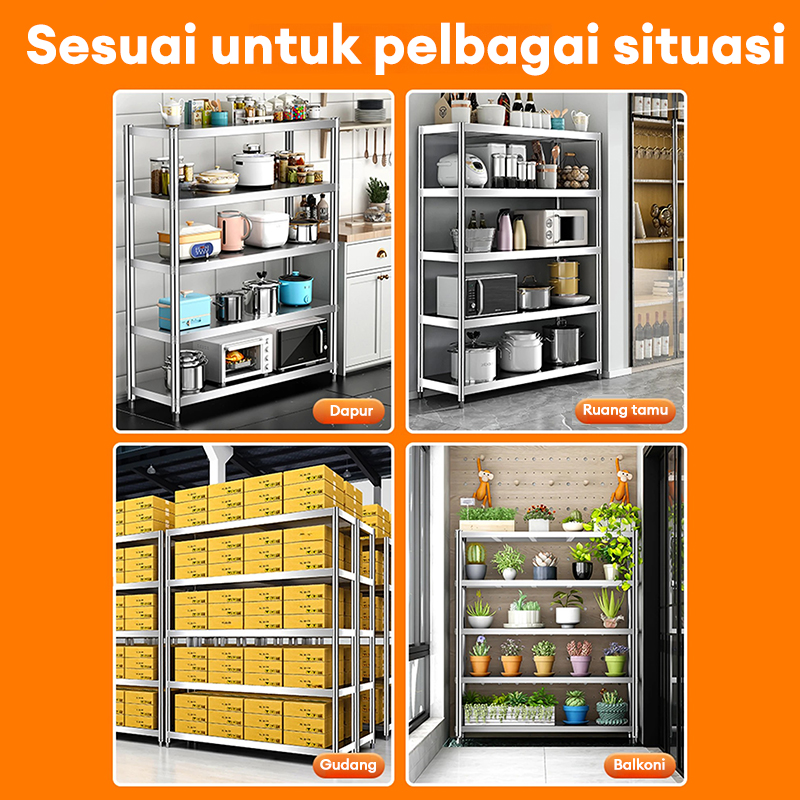 Galvanized Storage Rak Kitchen Storage Rack Shelf Organizer Household ...