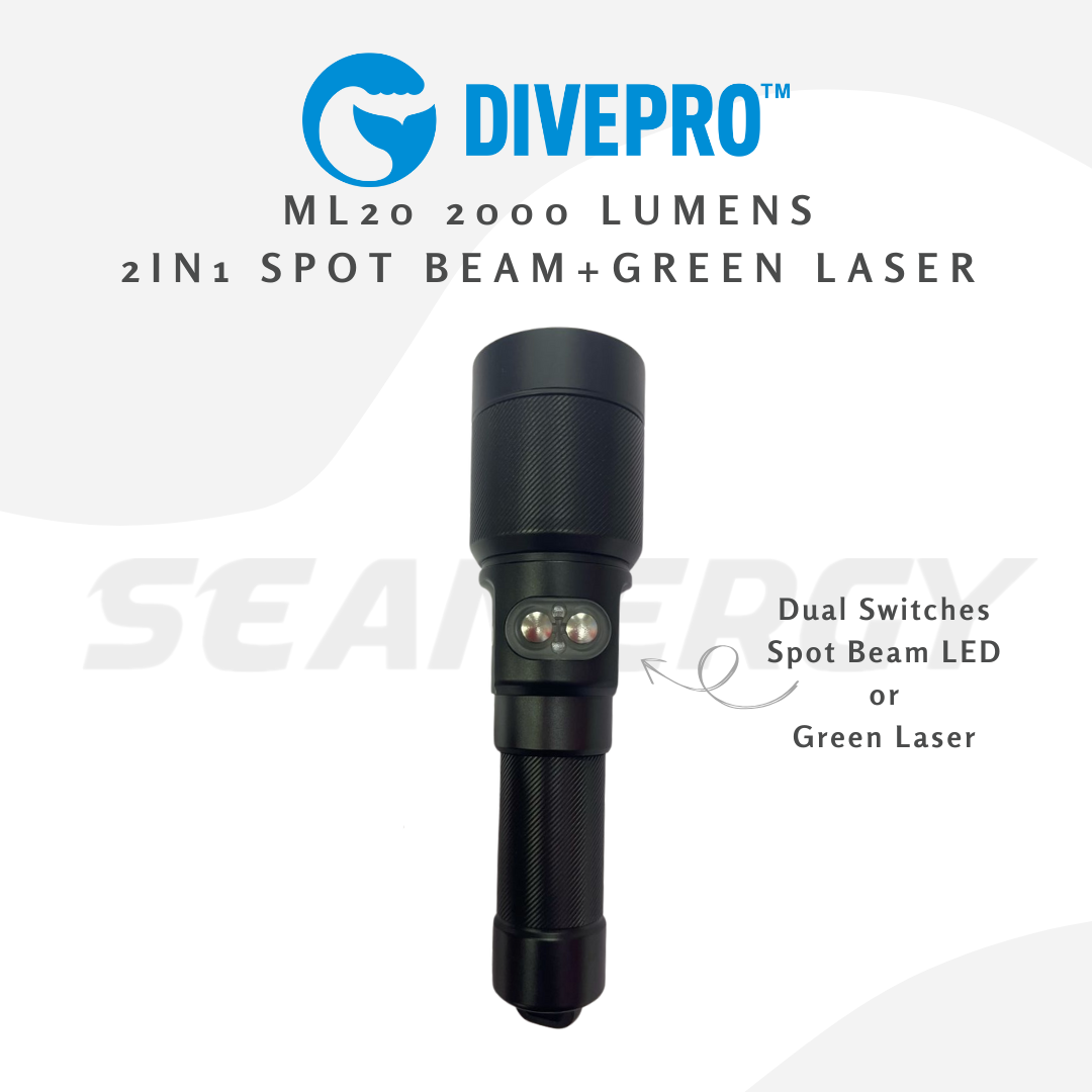 DIVEPRO ML20 2000Lumens 2in1 Spot+Green Laser Waterproof Dive Torch Diving lights | Shopee Malaysia