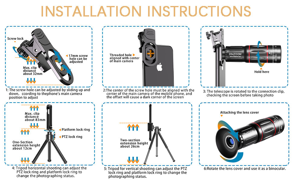 Sonicee 18X 28X Optical Zoom Telephoto Lens Universal Phone Telescope ...