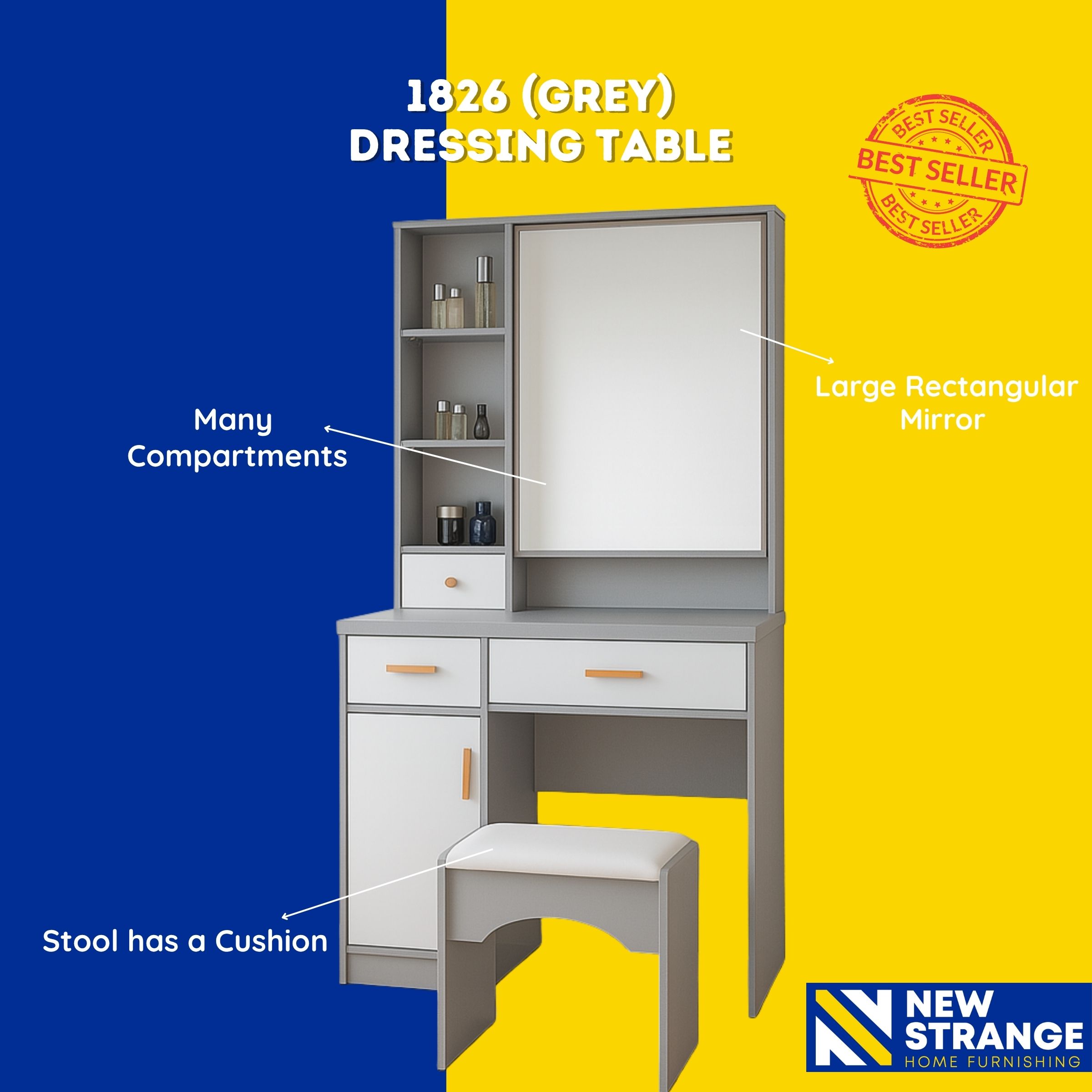 Dresing Table | Makeup Table with Mirror | Dressing Cosmetic Table Bedroom Multipurpose | Meja ...