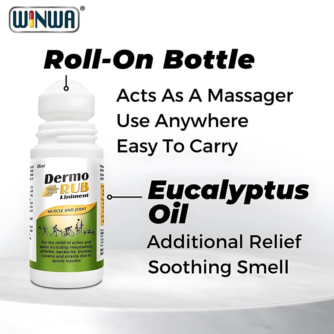 WINWA Dermo Rub Roll On Liniment 55ML (For Muscle & Joint Pain ...