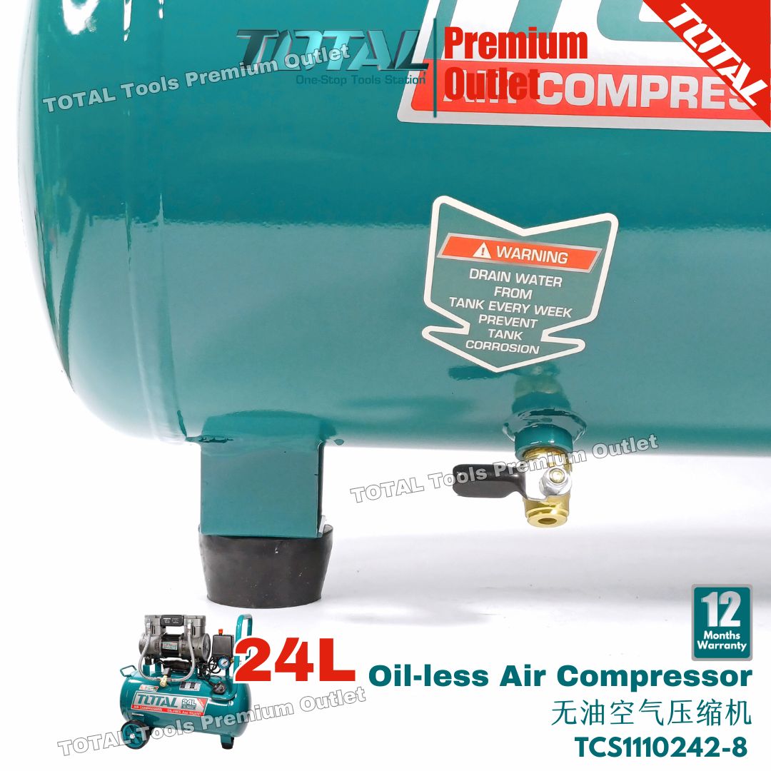 TOTAL Tools 24L Oil-free pump Air compressor 1100W(1.5HP) Compact ...