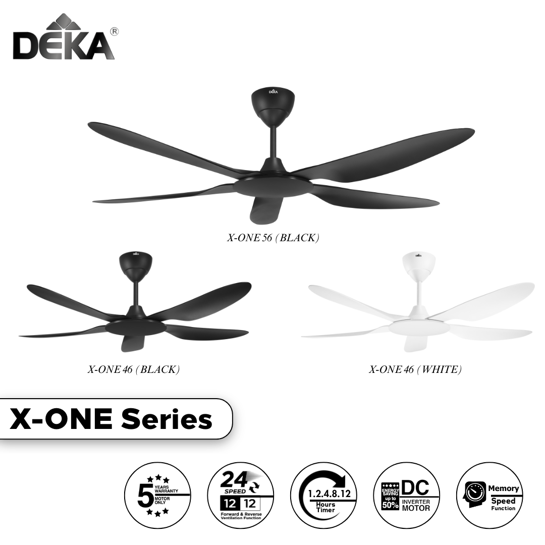 DEKA Ceiling Fan X-ONE 46" 56" 5 Blades DC Motor 24 Speed SIRIM Remote ...