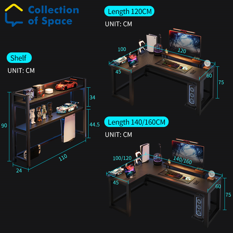 Gaming Table Meja Gaming With Organizer Rack L Shape Computer Table ...