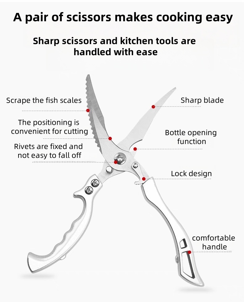 Curve Blade Bone Scissor Chicken Bone Scissor Stainless Steel Poultry ...