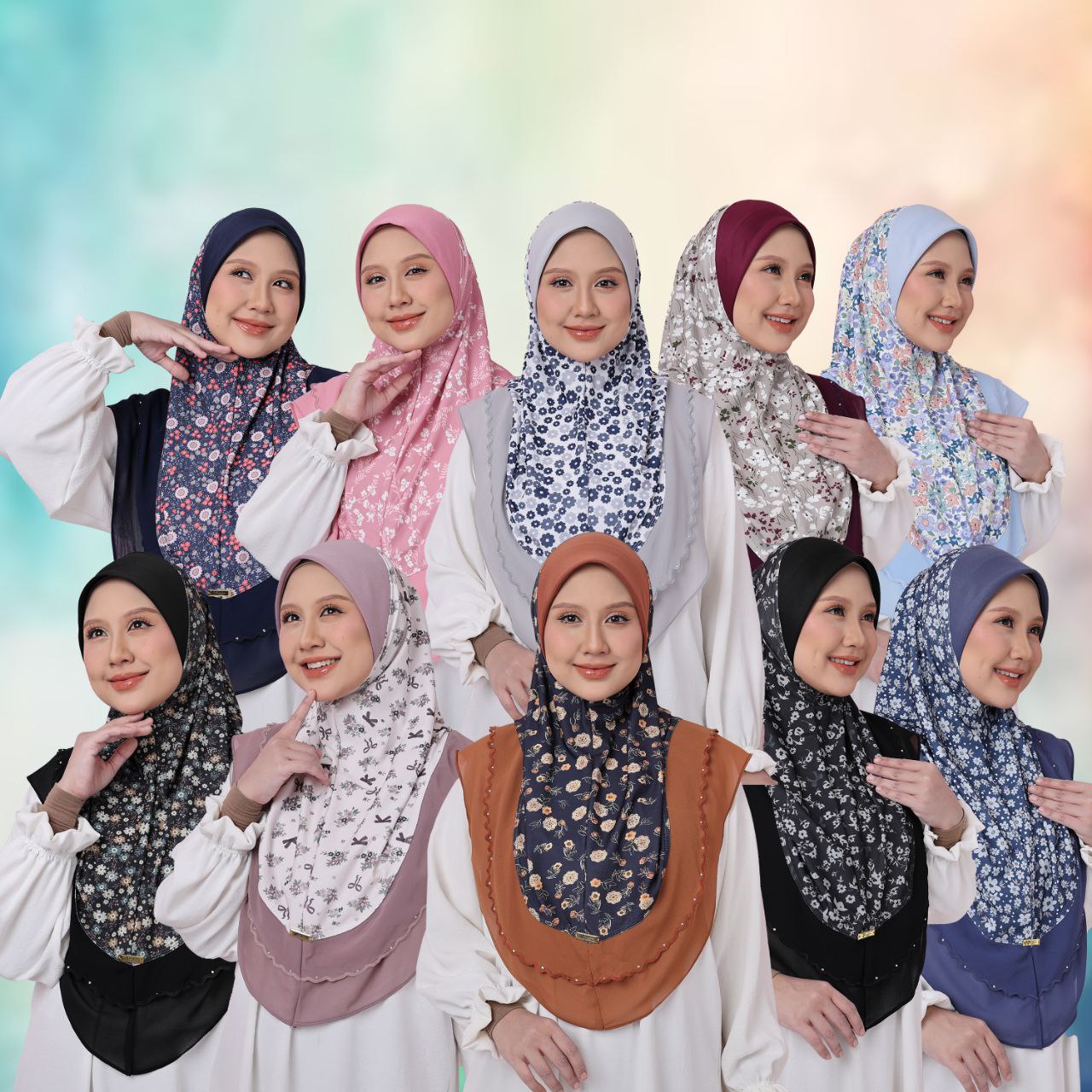 Tudung Sarung Aisyah Corak Bunga Size (M) Moscrepe Chiffon 2Layer ...