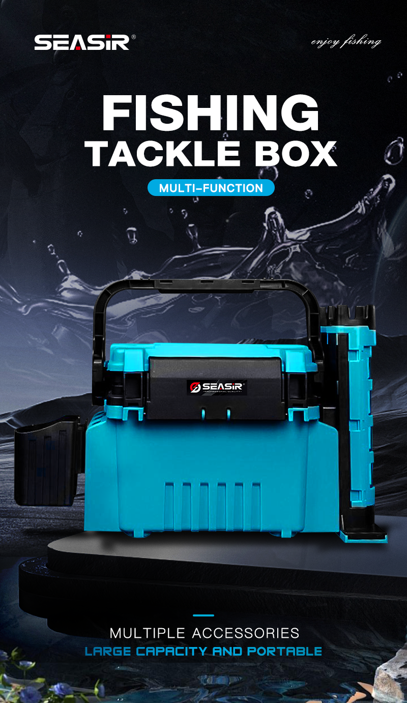 SEASIR Multifunctional FISHING TACKLE BOX Free Classification And Storage 2 Fishing Rod Holders ...