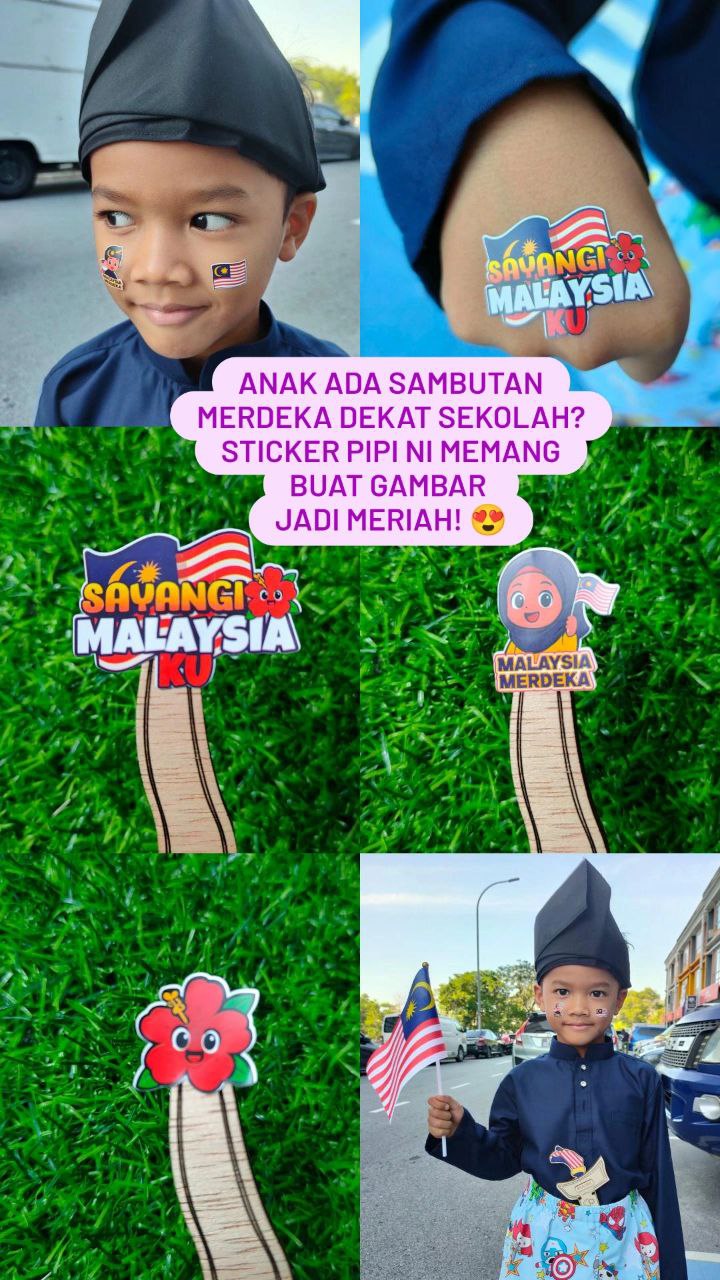 Sticker hiasan Pipi Merdeka / Wooden Pin Badge Malaysia Merdeka ...