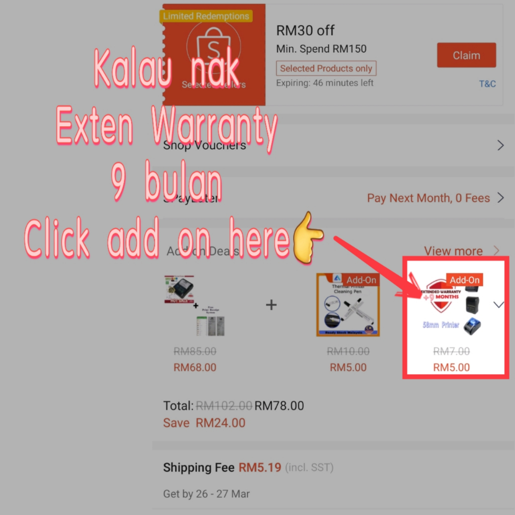 XPAY-58mm Receipt Printer/Bluetooth Printer/4D Resit Printer/Topup ...