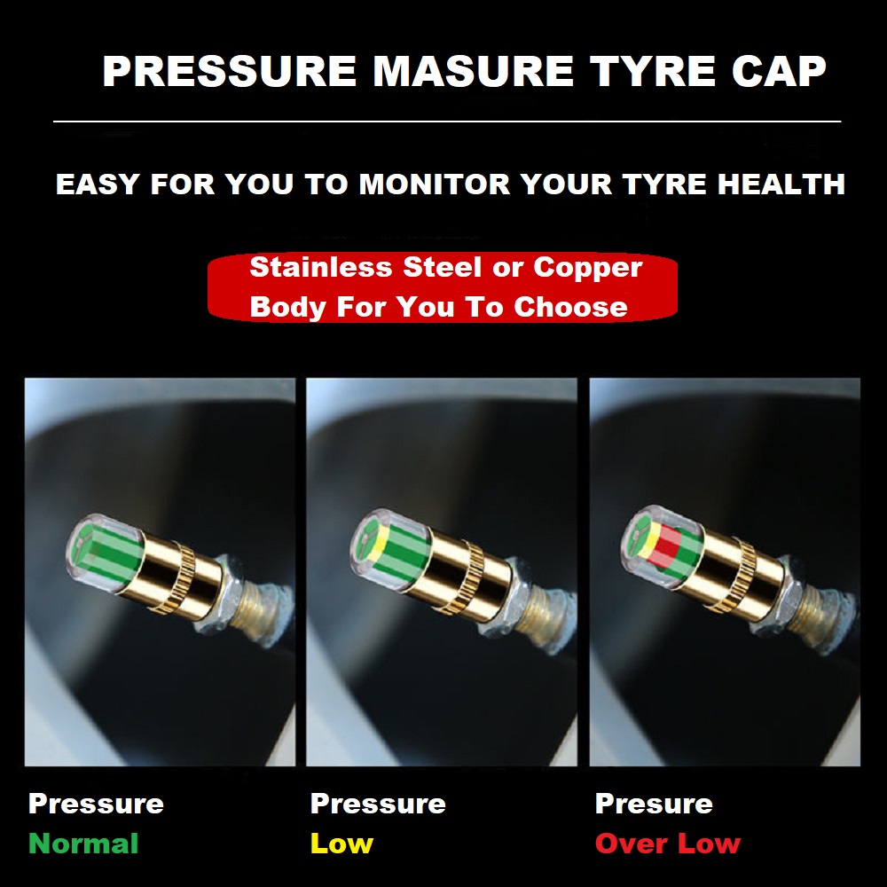 Car Tire Pressure Monitor Indicator Sensor Air Alert Tire Valve Cap ...