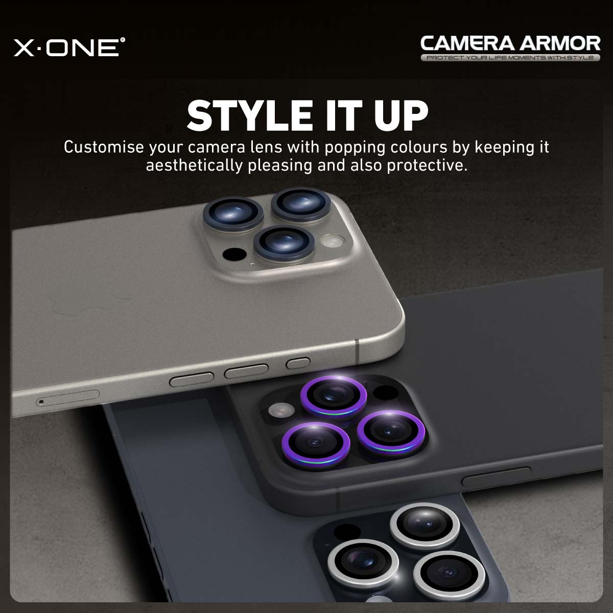 X.One Camera Armor Sapphire Coated Glass Lens Protector for iPhone 16 15 14 Pro Max / Plus ...