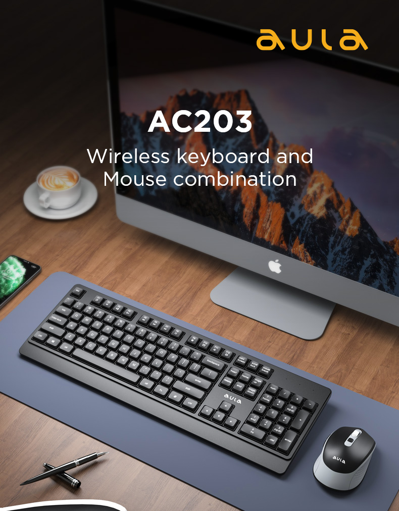 AULA AC101 Wired Keyboard Mouse Combo for PC Desktop Laptop Work Office ...