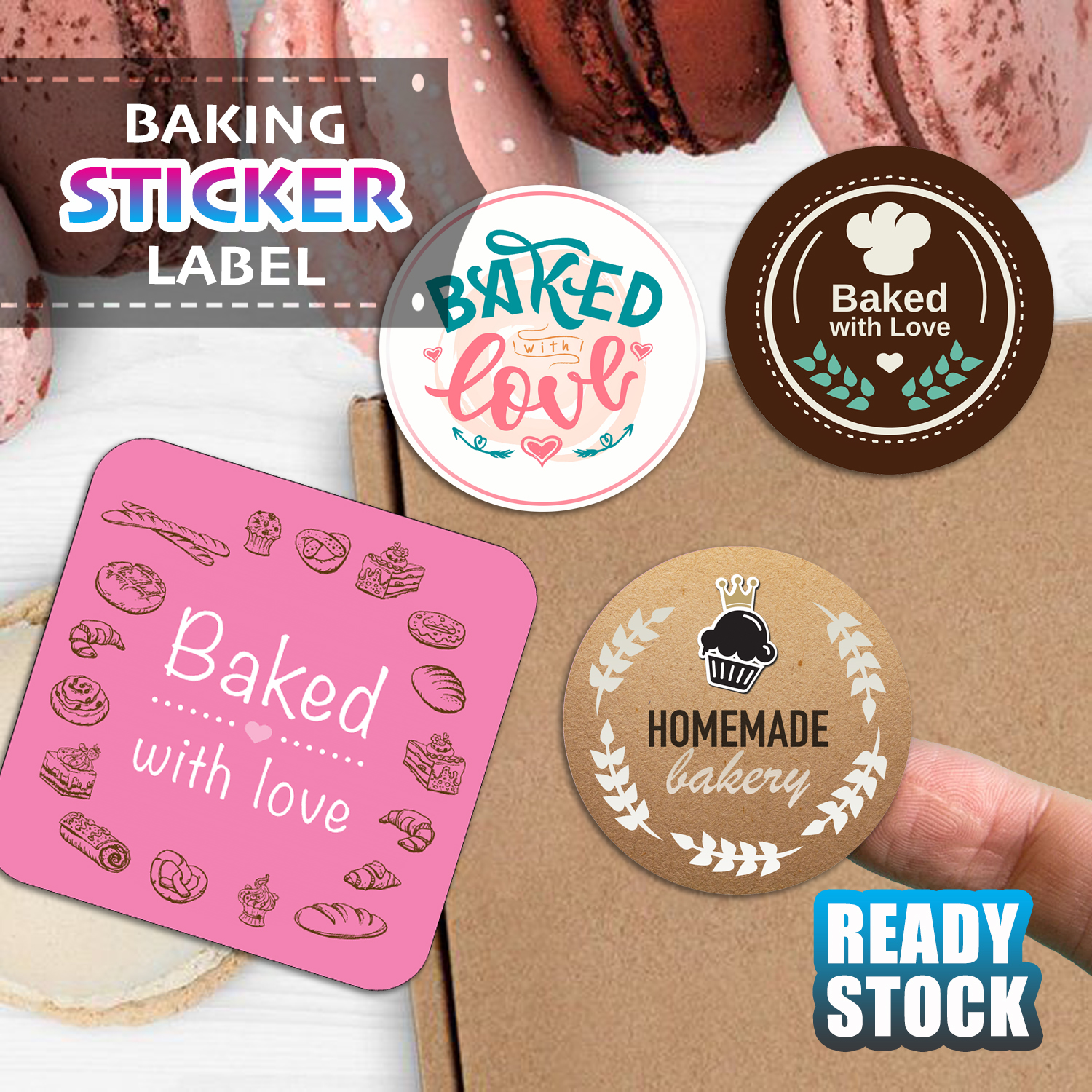 Baking Sticker Label | Baked with Love Sticker | Cake Bakery Label ...