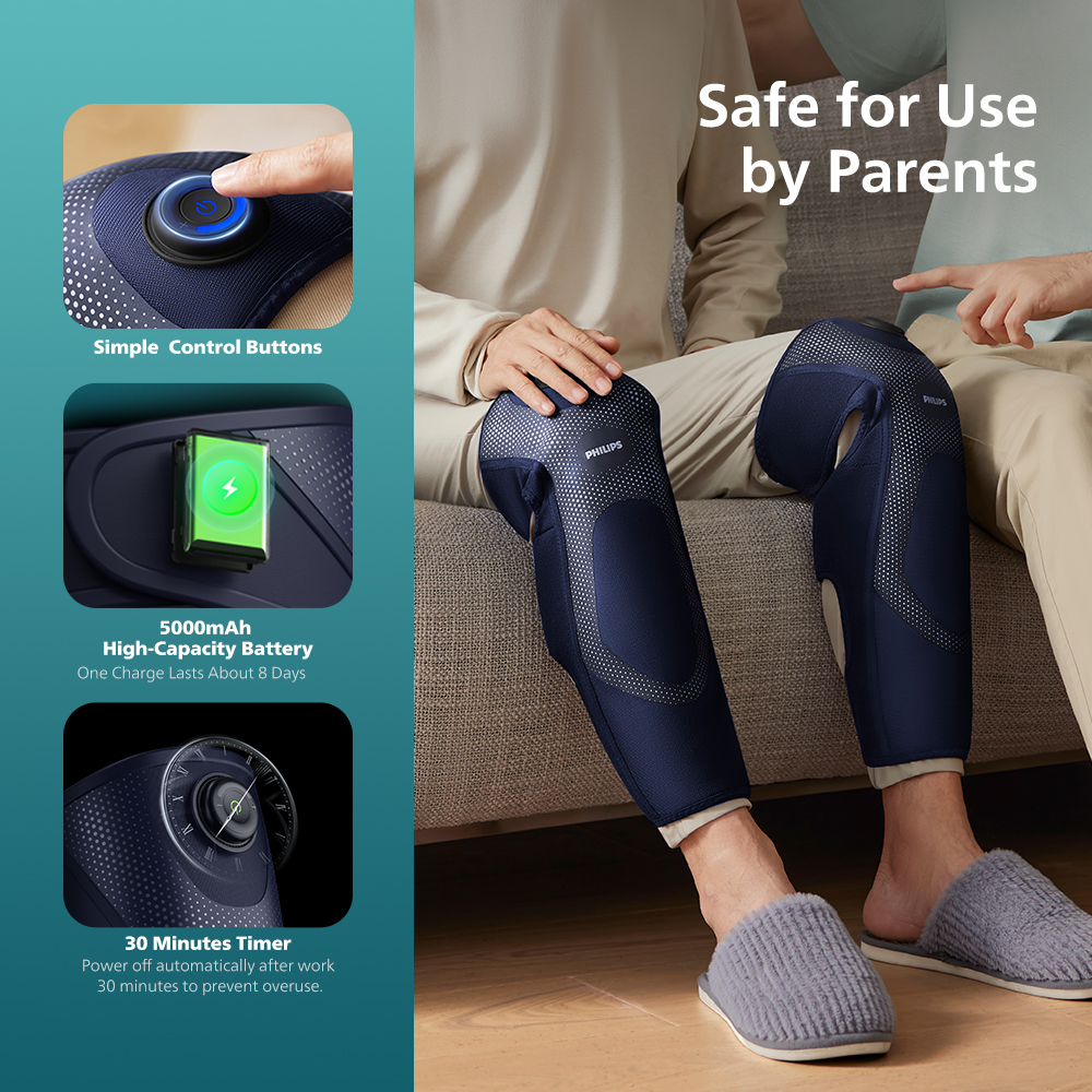 Philips Extended Knee and Calf Massager with Vibration & Heat 3D ...