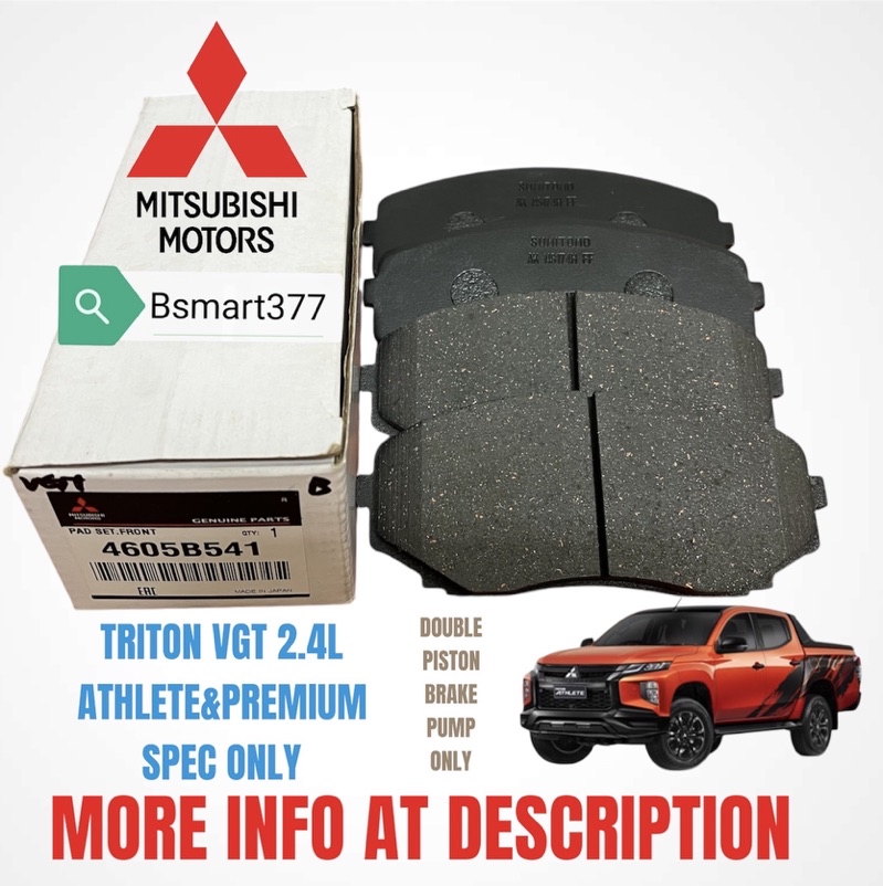 Mitsubishi front brake pads triton vgt athlete/premium 4x4 2.4L kl2t kl3t (2019-NOW)(NOT FOR VGT ...