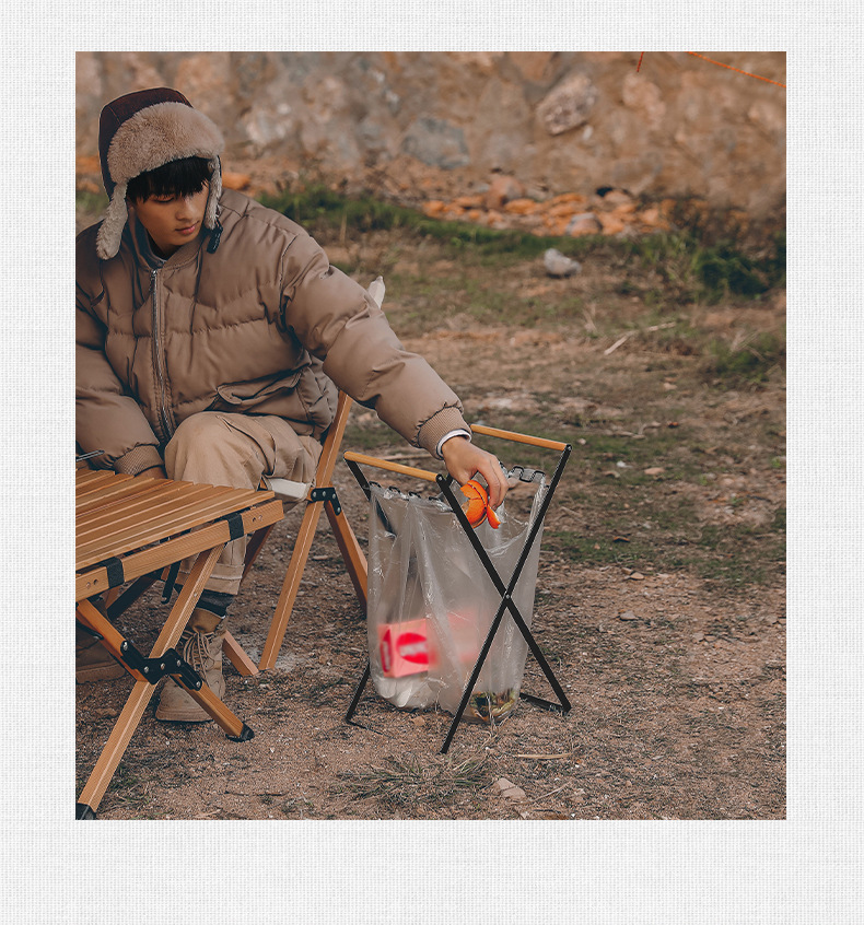 Outdoor Portable Garbage Rack Camping Trash Bag Holder Stand Iron ...