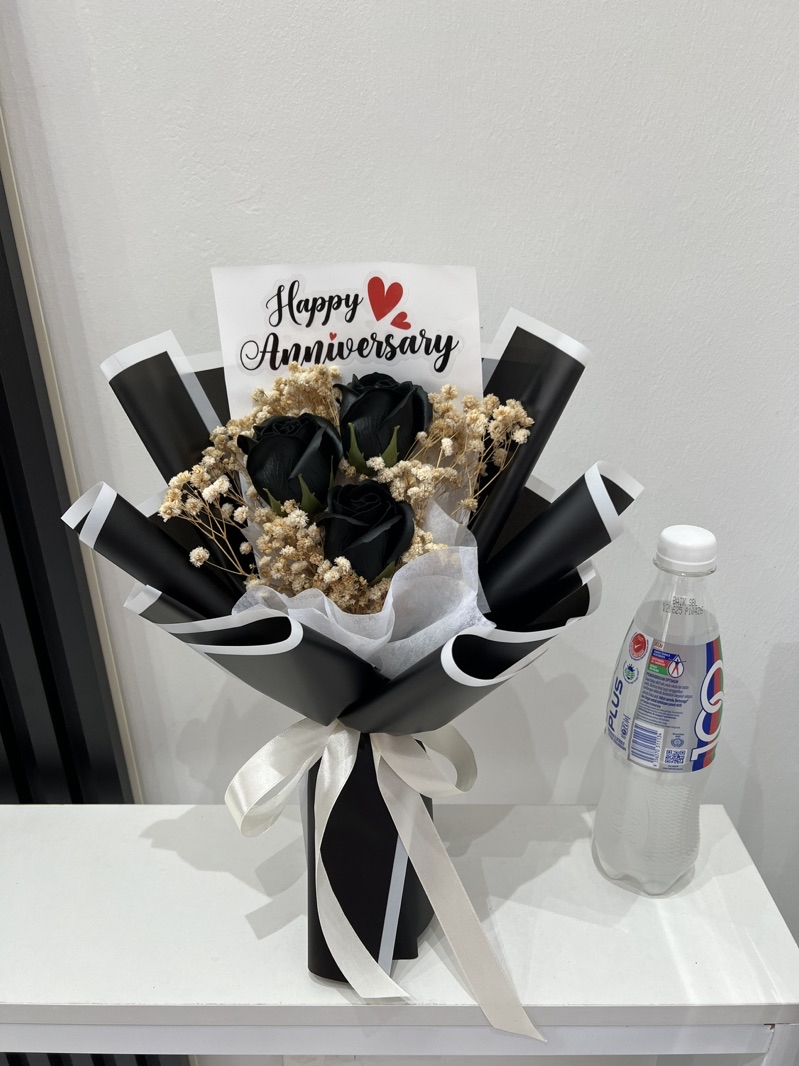 Father's day bouquet 3 stalk Soap flower with preserved baby breath ...