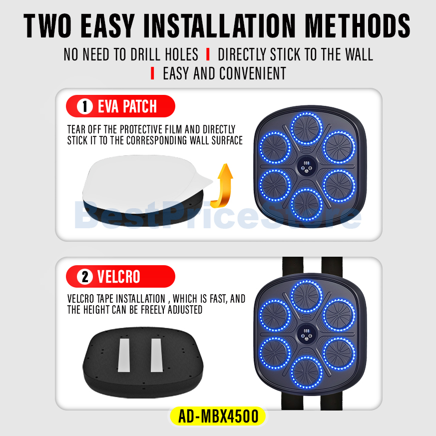 BPS Music Electric Boxing Machine Wall Target Rechargeable LED Fitness ...