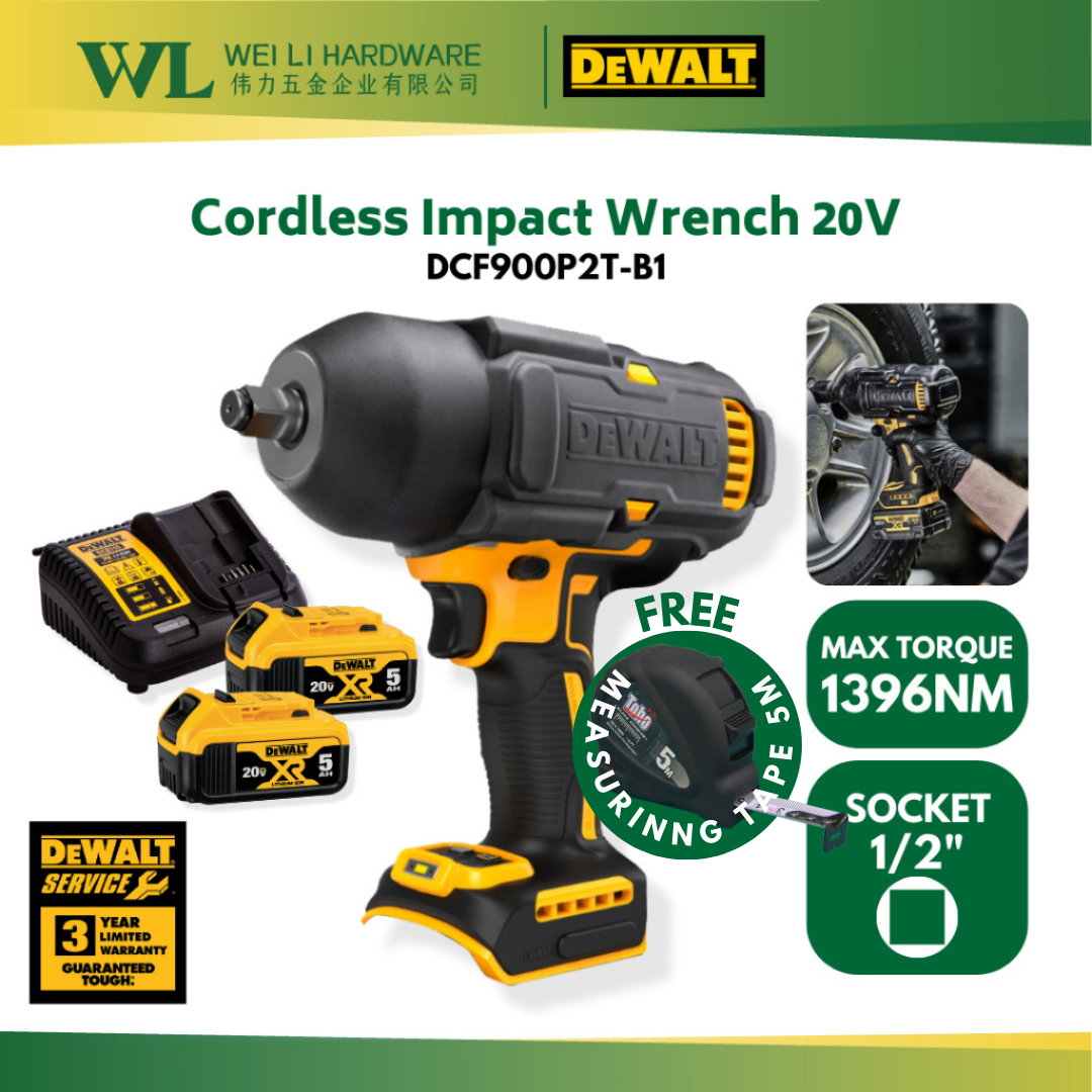DEWALT DCF900P2T 20V Max Cordless 1/2" Brushless High Torque Impact ...