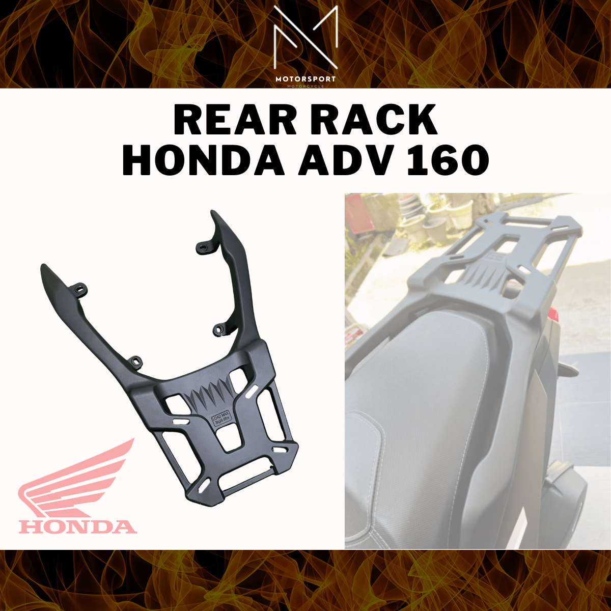 HONDA ADV160 Rack With Box Monorack Top Box 37L 47L 55L Bracket Rack ...