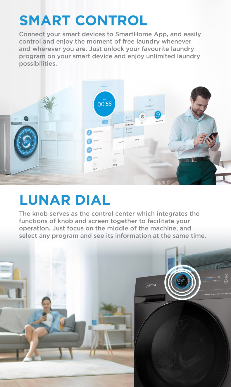 Midea MF200D100WB 10KG/7KG 2 In 1 Inverter Washer Dryer / Combo Washer ...