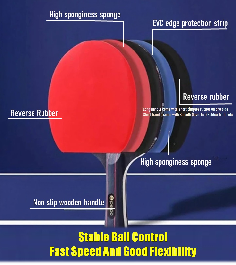 Long / Short Handle Set ( 2 Premium Quality Rackets ) Table Tennis Bat ...