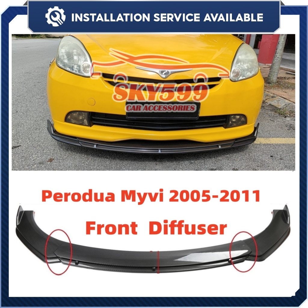 Perodua Myvi 2005-2010 Front Bumper Diffuser Lip Wrap Angle Splitters ...