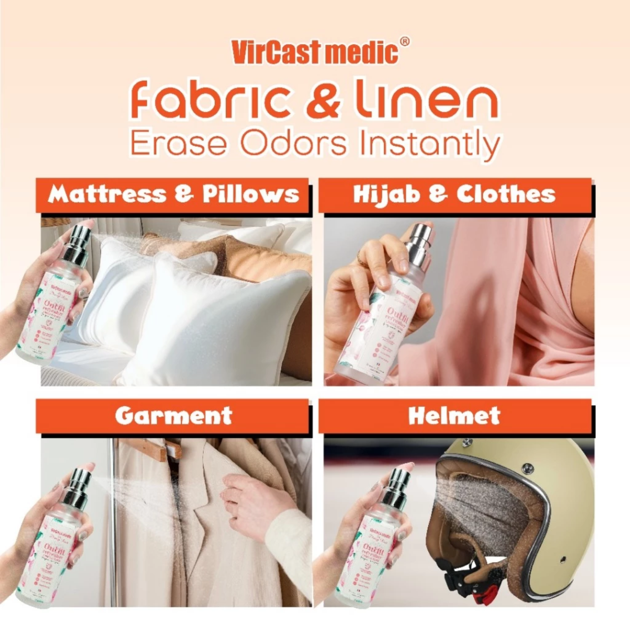 Vircast Medic Outfit Refresher Linen & Hijab Spray (150mL) | Shopee ...