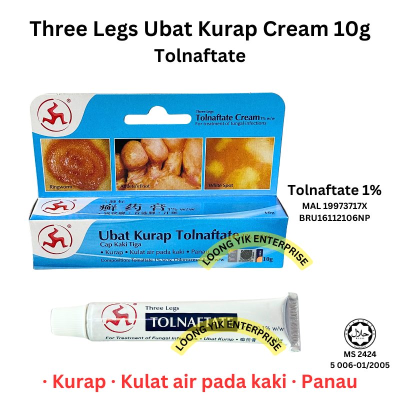 Three Legs Ubat Kurap Cream 10g Tolnaftate / Anti-Fungal Cream 藓药膏 Cap ...