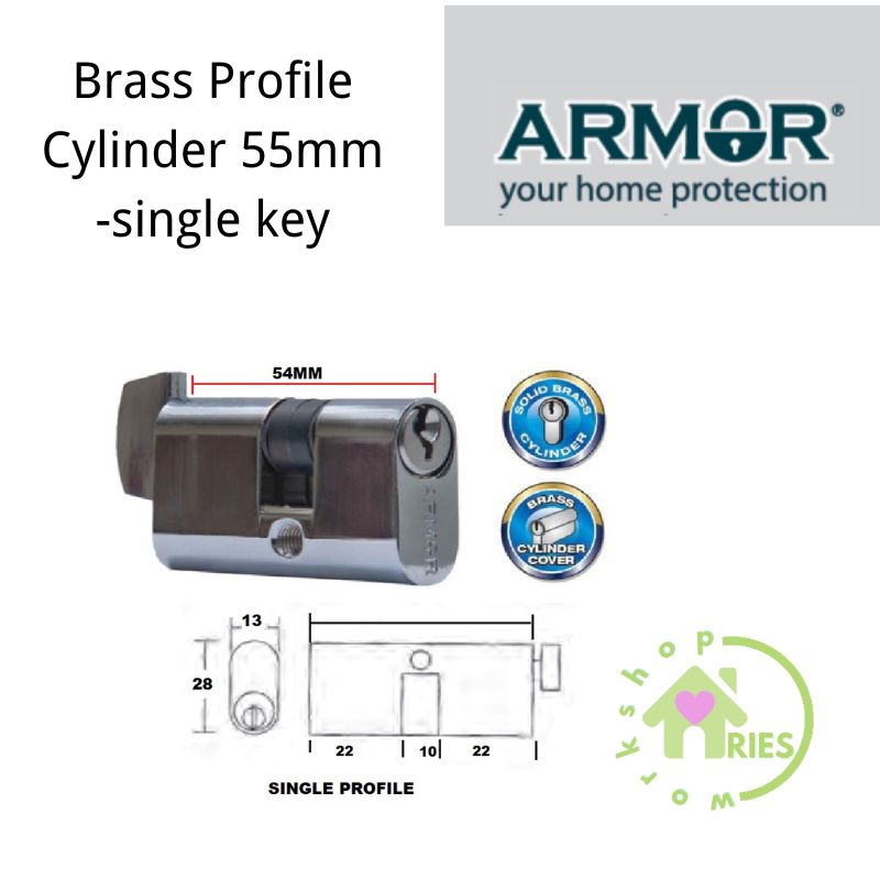 ARMOR 55m Oval Profile / 55mm Single Profile Cylinder with Thumb Turn ...